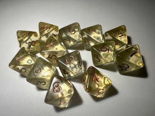 Lot of 13 Custom Translucent d8 Dice with Aqua and Copper Inking | eBay