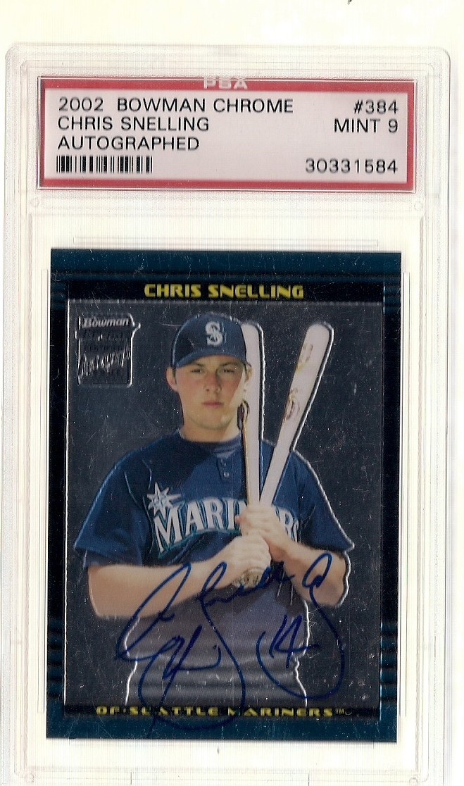 Chris Snelling 2002 Bowman Chrome Autograph rookie card #384 PSA MINT 9 ...
