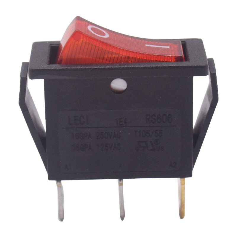 1PC Original LECI RS606 3-pin 2-position Rocker Switch Normally Open Red Lamp | eBay