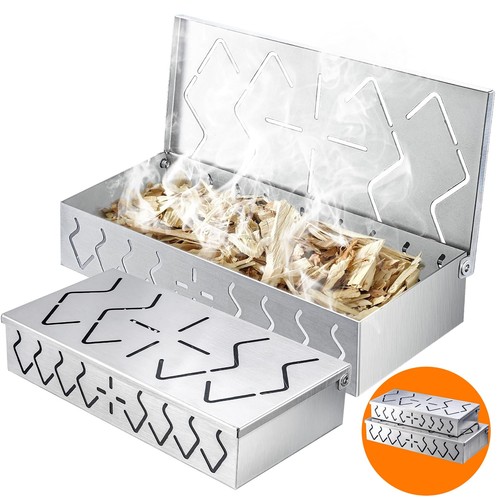 Smoker Box for Gas Grill, 2-Pack Stainless Steel Wood Chip Boxes with ...