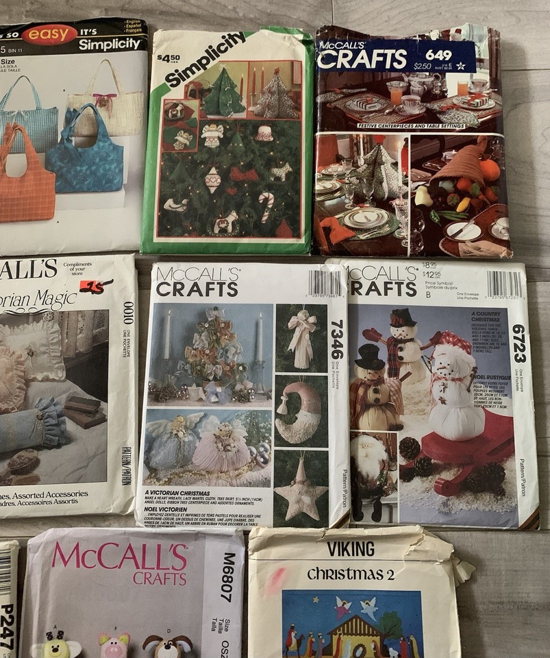 VINTAGE SEWING PATTERN lot of 11 Mixed Craft Patterns Some Uncut And ...