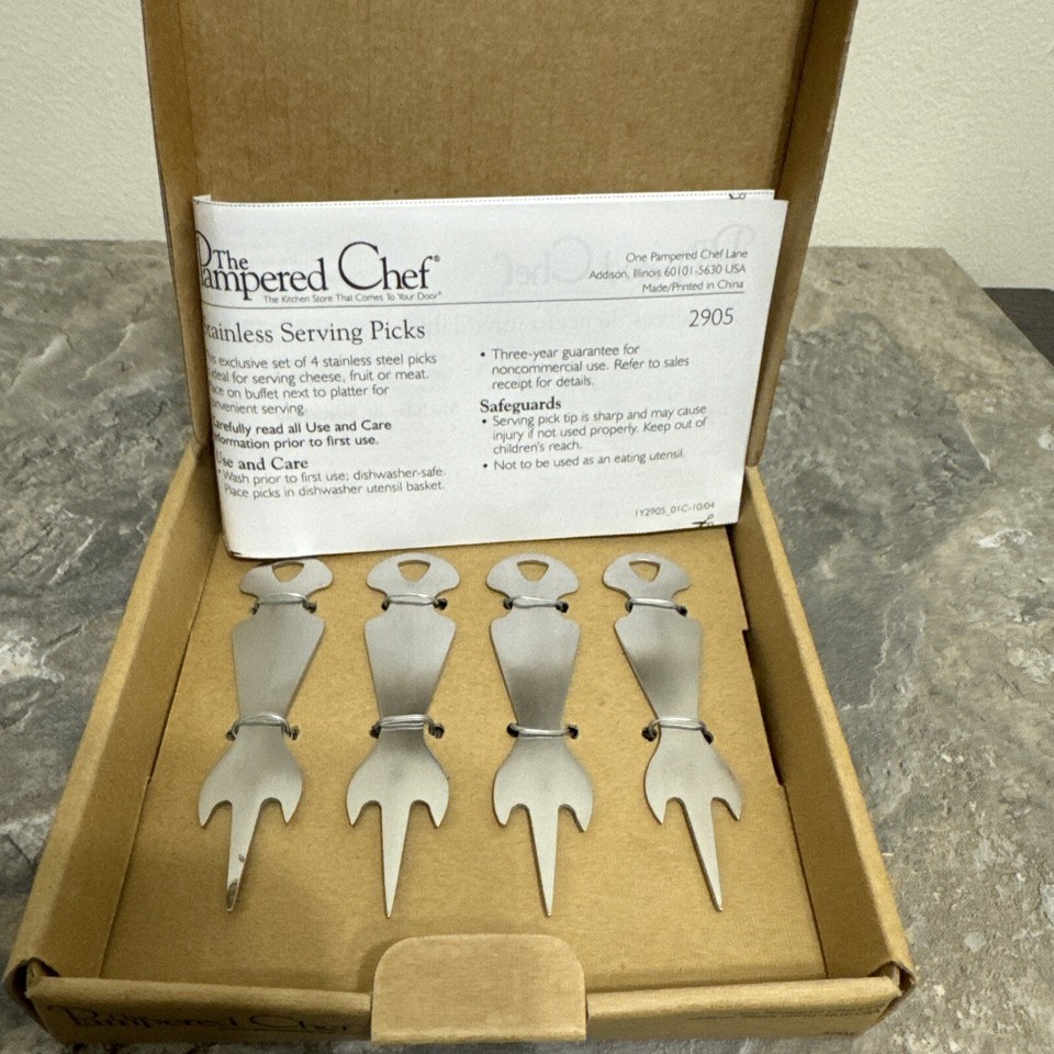 Pampered Chef Stainless Steel Serving Picks #2905 Set Of 4 EUC | eBay