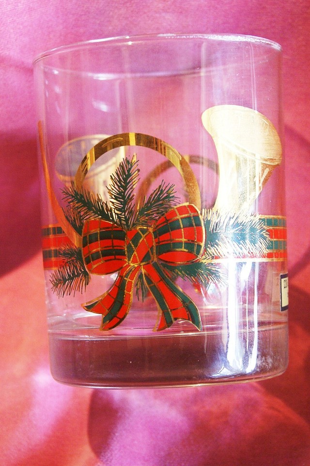CULVER OLD FASHIONED GLASSES - 22 K GOLD CHRISTMAS YULE HORN 5 PCS ...