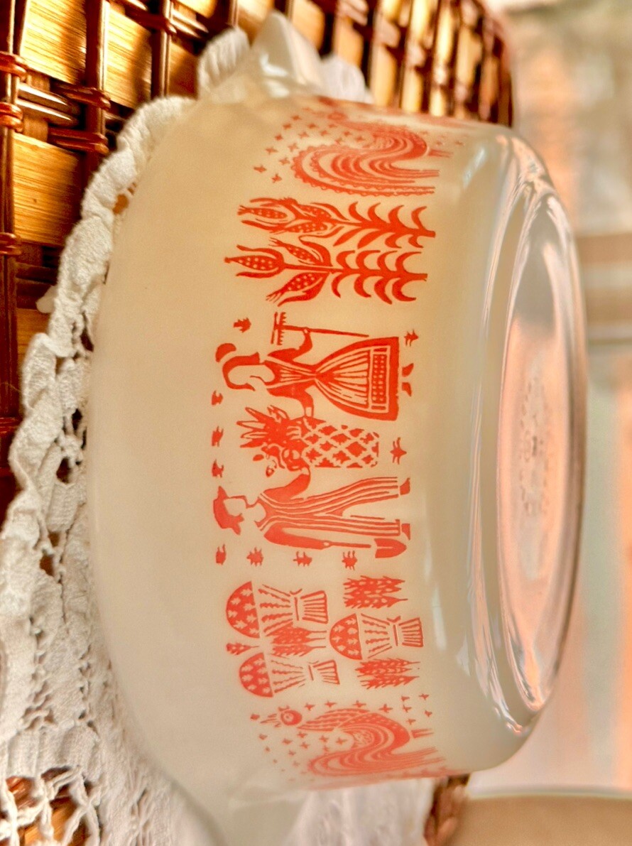 LOVELY VERY RARE HTF VNTG PYREX PINK AMISH BUTTERPRINT CASSEROLE DISH ...