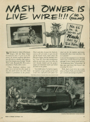 Nash Owner is Live Wire! Nash Ambassador Custom ad by Ed Zern 1954 | eBay