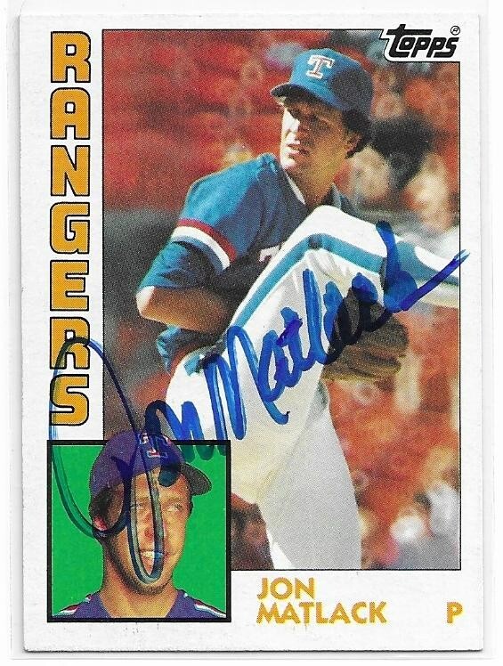 JON MATLACK Autographed Signed 1984 Topps Baseball card #149 Texas ...