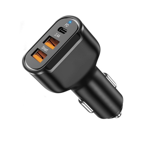 12-24V 1*USB-C+2*USB ABS PD Type-C Car Charger Adapter Overload ...
