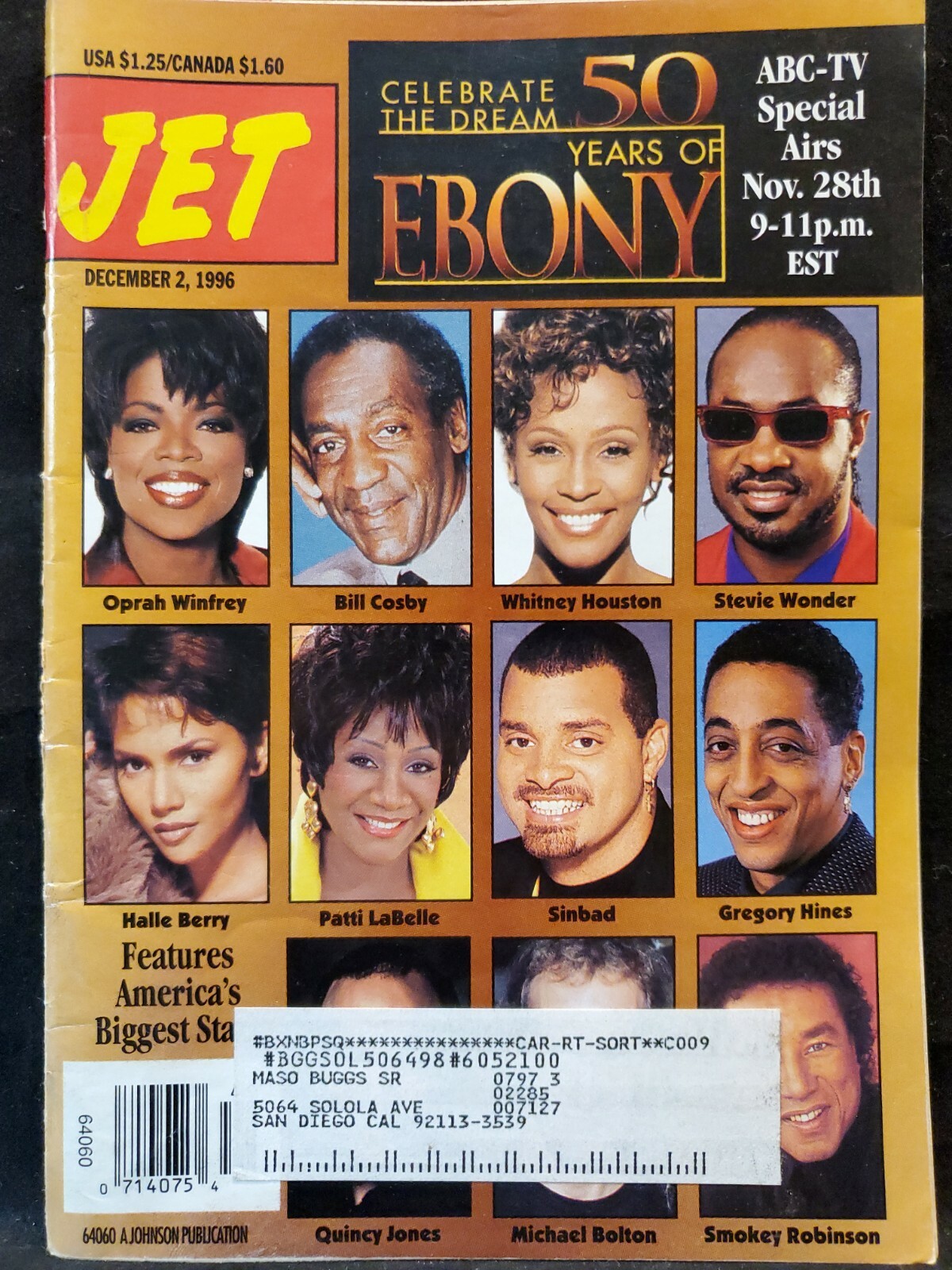 Jet Magazine Issue December 2 1996 50 Years Of Ebony Bill Cosby Oprah ...