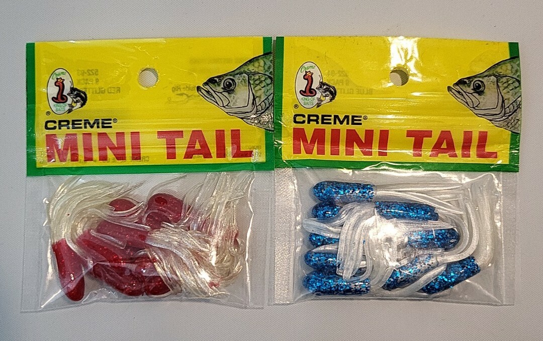 Creme 1.5" Mini Tail Soft Tube Crappie Panfish Lures Red Glitter ...