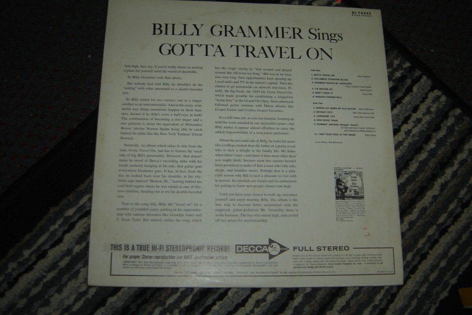 Billy Grammer - Gotta Travel On 1965 USA Stereo Oriog. Vinyl LP E/VG | eBay