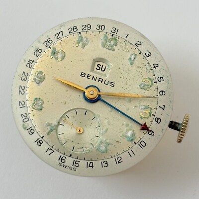 Benrus Cal 13 Day Date ETA 900 Watch Parts Movement Balance Fork Spring ...