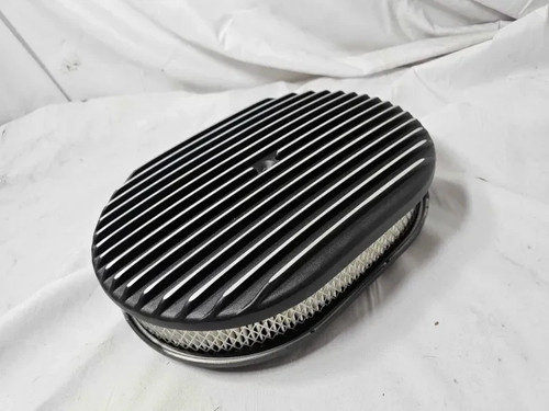 12" Oval Cast Aluminum Fully Finned Air Cleaner Black For 5-1/8 ...