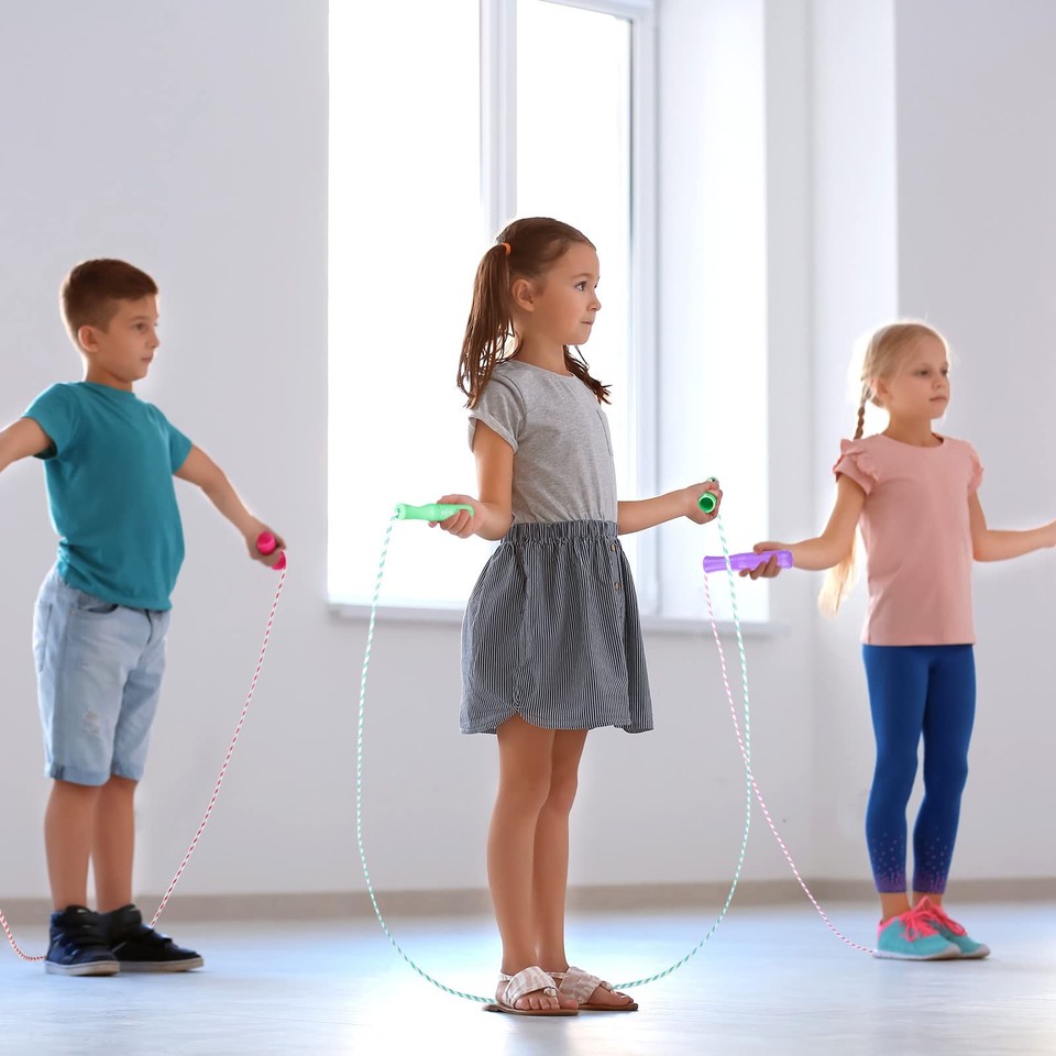 Jump Rope for Kids Stripe Ropes with Plastic Handles 8.2 Feet Nylon ...