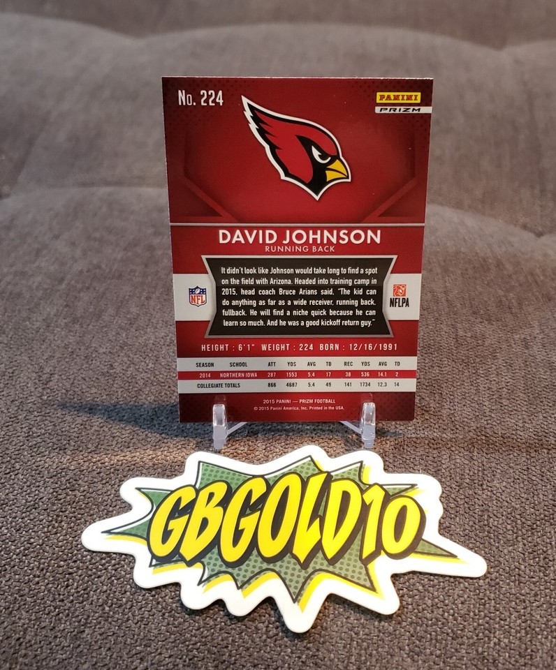 2015 Panini Prizm David Johnson Rookie Card RC Silver Holo 224 Arizona ...