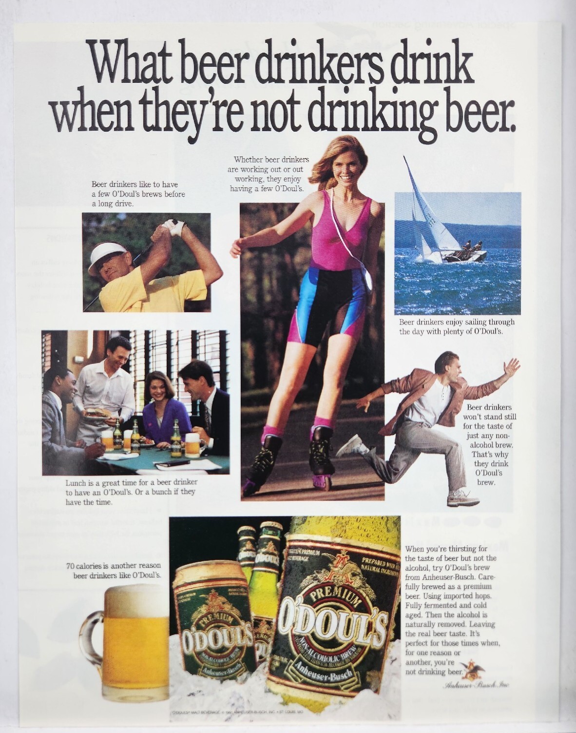 1991 Anheuser Busch O'Douls Beer Skater Girl Vintage Poster Print Ad | eBay