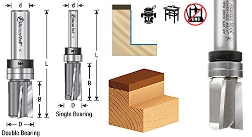 - 45460-3TS Carbide Tipped Flush Trim Plunge Template 1/2 Dia x 1" 4 Sh ...