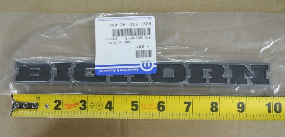 Bighorn Tailgate Emblem OEM Mopar 68276321 AC-001 for 2019 2020 Ram ...