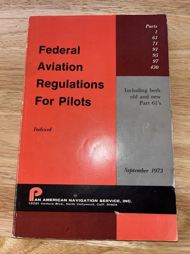 Vintage Federal Aviation Regulations for Pilots Paperback Manual 1973 ...