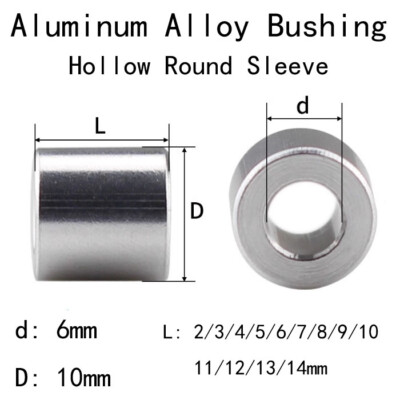 ID 6mm OD 10mm Aluminum Bushing Round Thickened Flat Washer Hollow ...