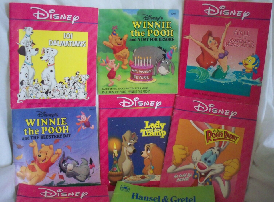 4 Walt Disney Read Along Books with Cassette Tapes; 3 Disney books; 1 ...