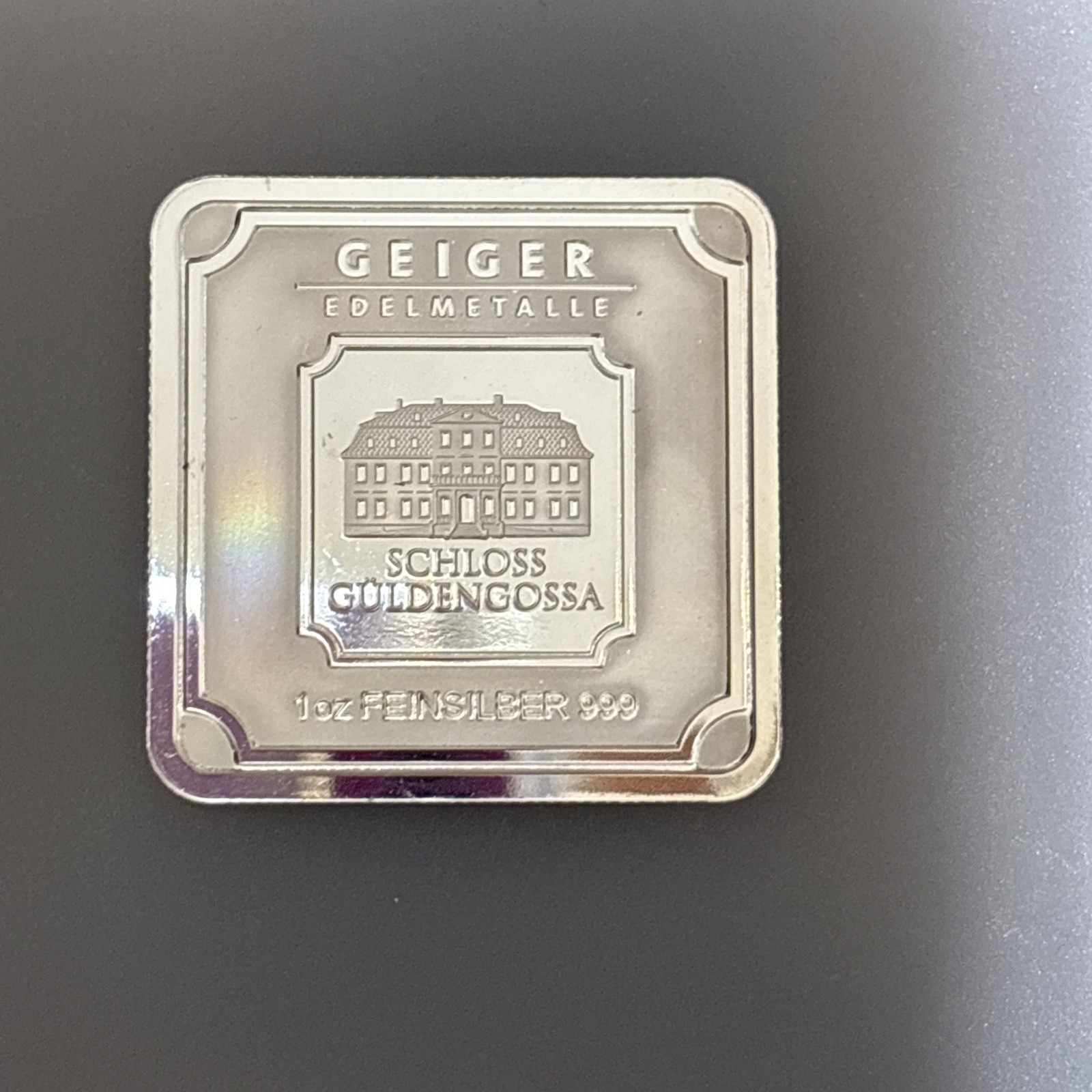 Geiger 1 OZ Silver Square Bar .999 Fine Silver w/Serial Number~PRISTINE ...