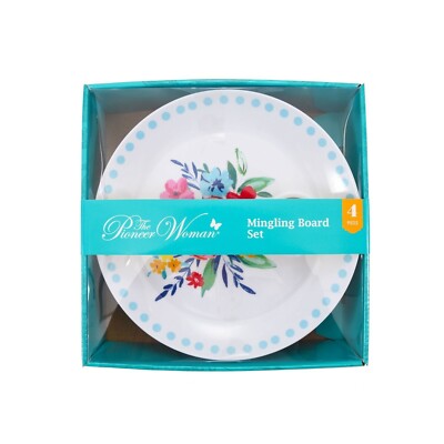 NEW - Pioneer Woman Mingling Board Set of 4 - Appetizer Plates, Floral ...