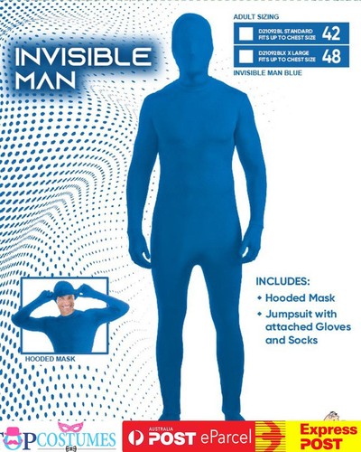 Blue Invisible Suit Spandex Body Suit Zentai Lycra Second Skin Costume ...