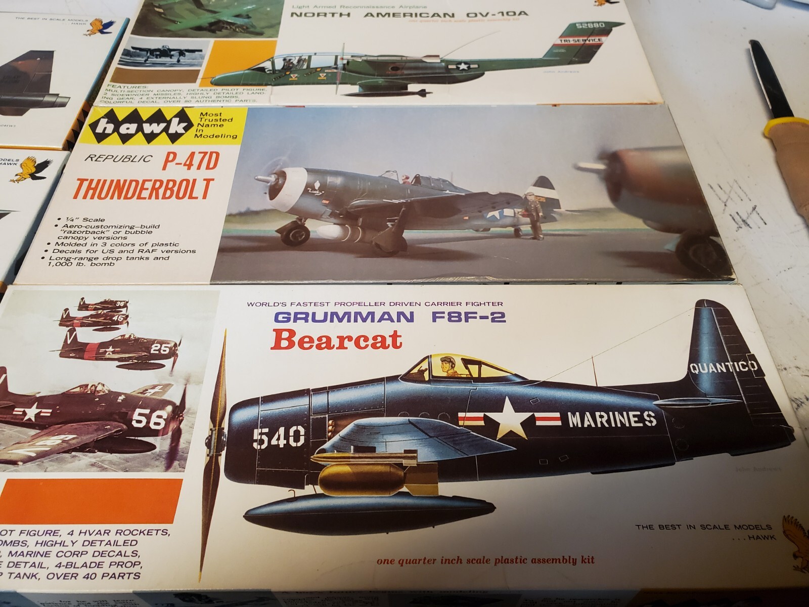Lot Of Vintage HAWK Model Kits P-47D F-5A Javelin Complete