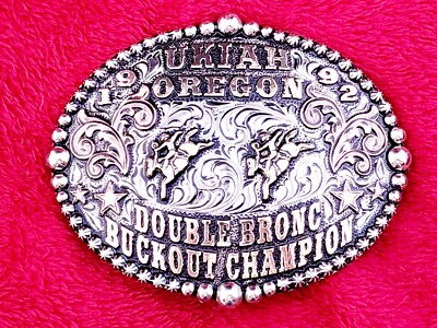 Champion Rodeo Trophy Buckle☆ALL AROUND ROUGHSTOCK☆Ukiah Oregon ☆1992 ...