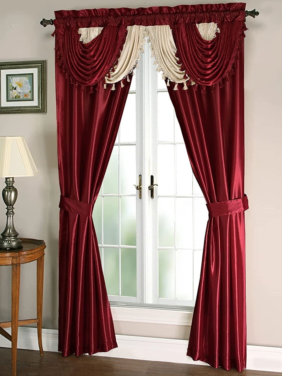 Red Living Room Set With Curtains | Baci Living Room