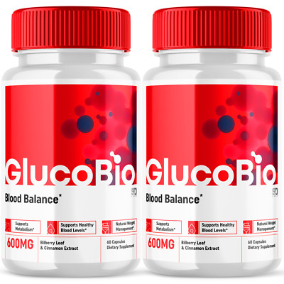 (2 Pack) Gluco Bio Blood Sugar Balance Pills, GlucoBio Heart Health 120 ...