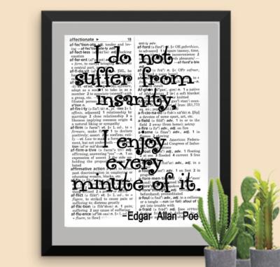 I Do Not Suffer From Insanity Edgar Allan Poe Quote Quirky Dictionary ...