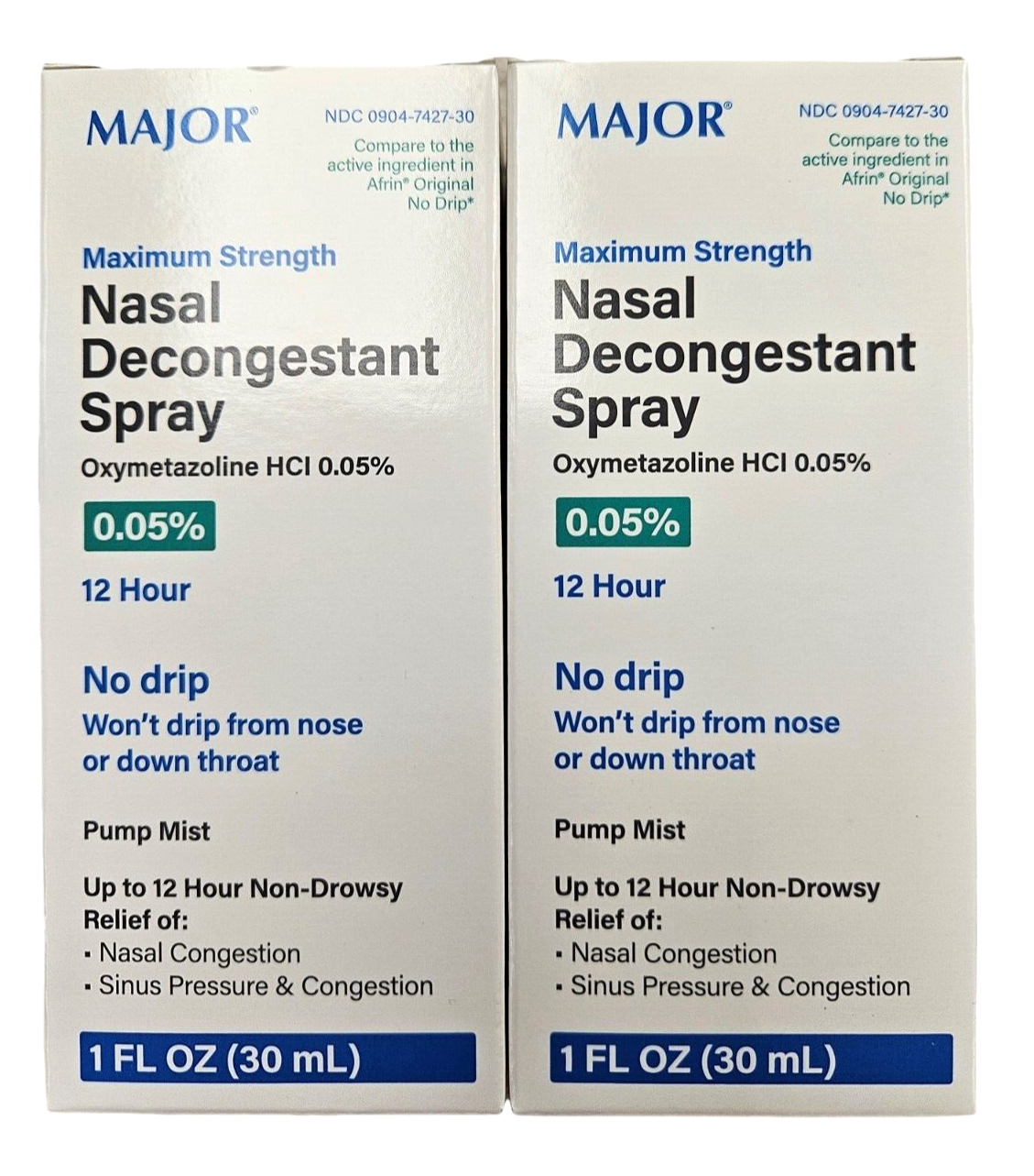 Nasal Decongestant PUMP SPRAY Oxymetazoline 12hr MAJOR 30ml ( 2 pack ...