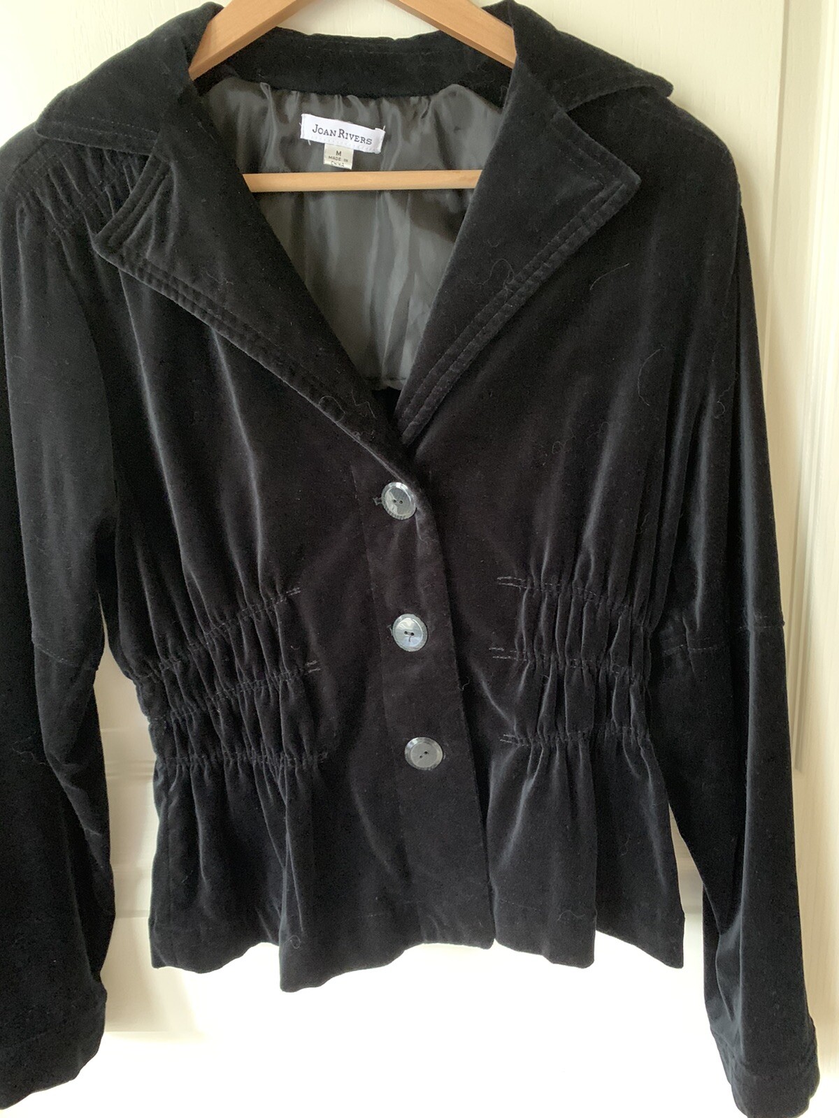 Joan Rivers velvet blazer smocked at the waist Small | eBay