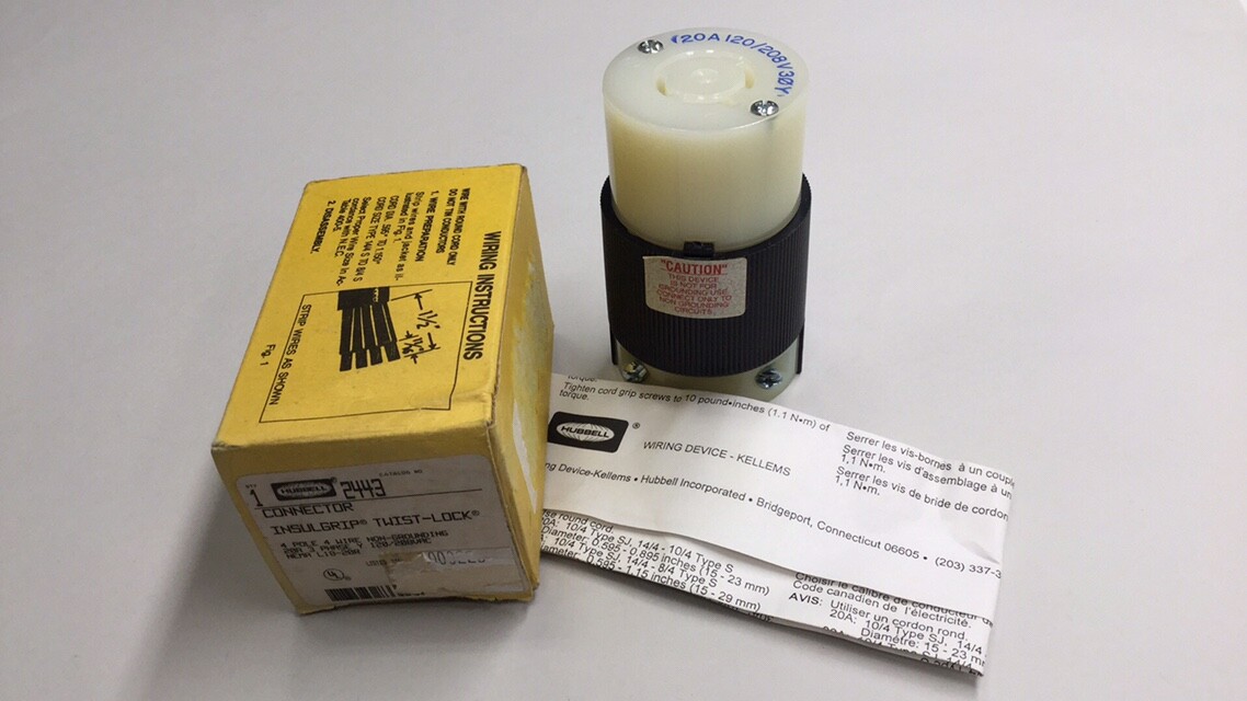 Hubbell 2443 20a 120/208v 30y Twist Lock Connector Hbl2443 for sale ...