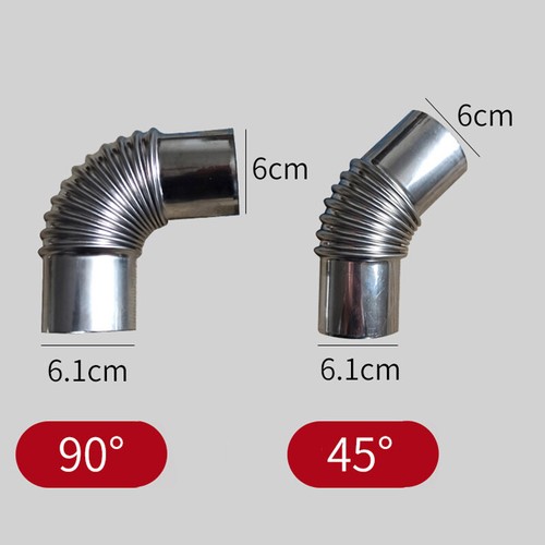 1PCS Stainless Steel Wood Burner Stove Pipe Elbow Chimney Flue Tube ...