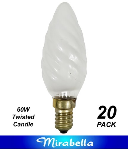 20 x 60W Twisted Candle Light Globes Bulb Small Screw E14 Pearl SES ...