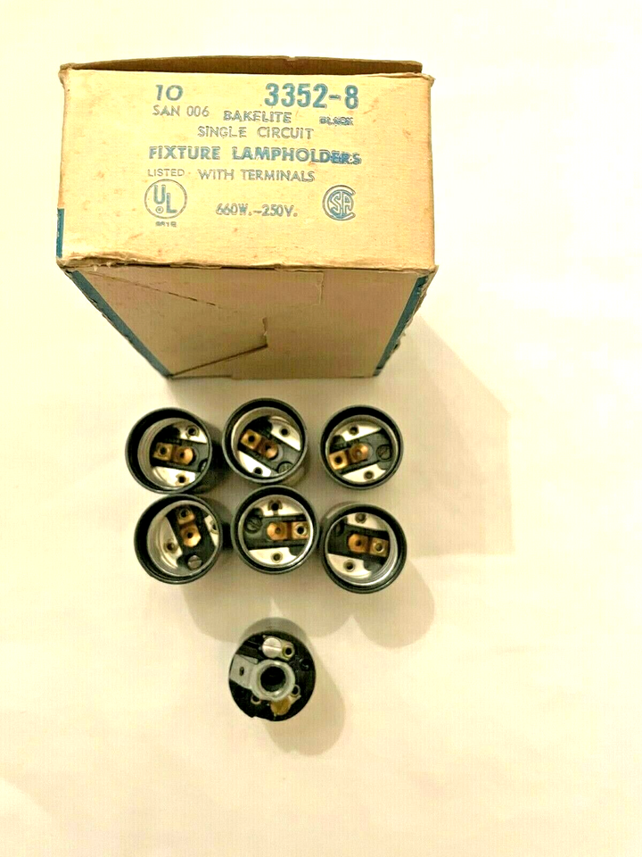 7 Vintage Lamp Light Lamp Sockets Bakelite Plastic Fixture Leviton NOS ...
