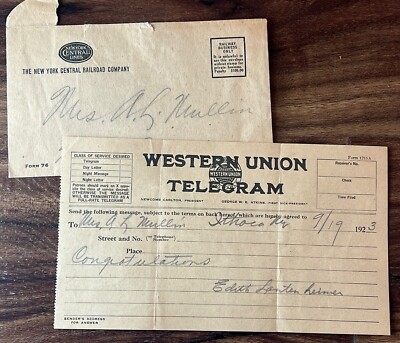 Vintage Antique Western Union Telegraph Co. 1923 Telegram ...