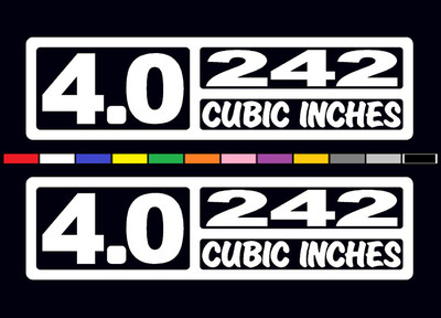 2 I6 4.0 LITER / 242 CUBIC INCHES DECAL SET EMBLEM WINDOW STICKERS ...