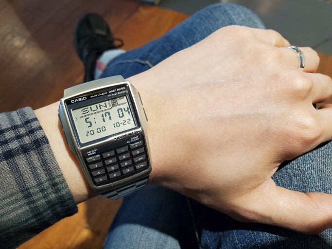 Casio DBC-32D-1A Data Bank Digital Calculator Watch Men Square Metal ...