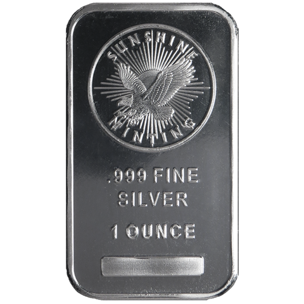 Lot of 100 - 1 Troy oz Sunshine Mint .999 Fine Silver Bar Mint Mark SI ...