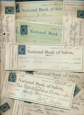 Old USA Vintage Bank Check w/ Revenue Stamp From an Antique Hoard Lot ...
