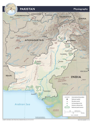 Pakistan Physical Geography Geographic Physiographic Map Country Nation ...