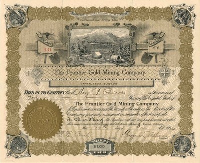 Frontier Gold Mining Co. - Stock Certificate - Mining Stocks | eBay