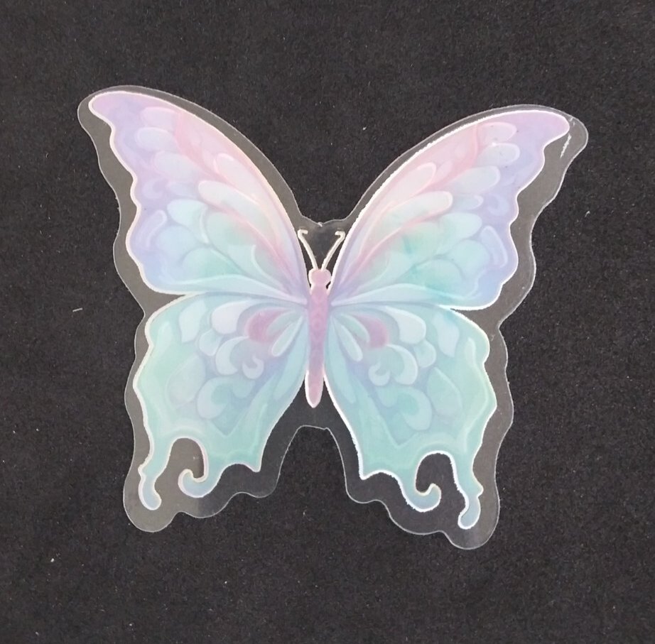 Beautiful Bright Colorful Butterfly Transparent Sticker 2" x 2.38" (Q ...