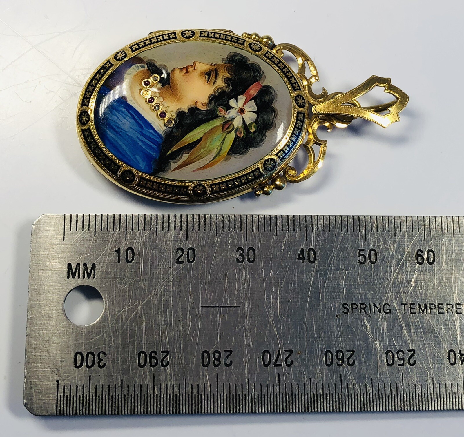 Antique 19th Century Swiss Enamel 14K Gold Gypsy Woma… - Gem