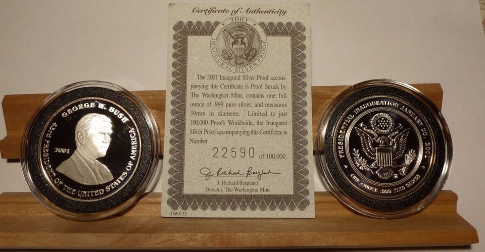 US 2001 Geo.W. Bush-43rd POTUS, President Inauguration 1 oz. Silver ...