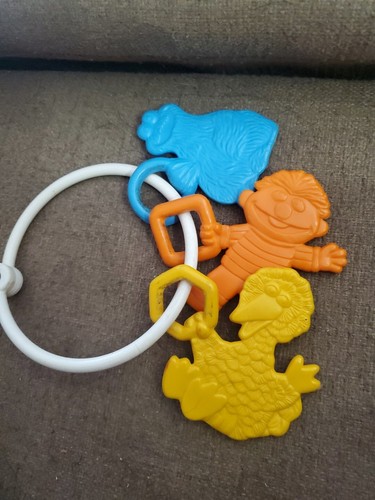 Sesame Street Vintage Baby Key Rattle Teether Big Bird Cookie Monster ...