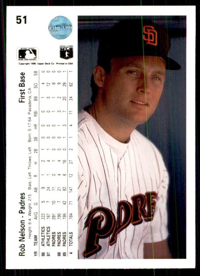 1990 Upper Deck Rob Nelson Baseball Cards #51 | eBay